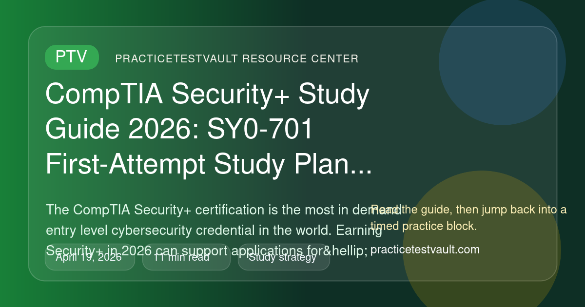 CompTIA Security+ Study Guide 2026: SY0-701 First-Attempt Study Plan ...